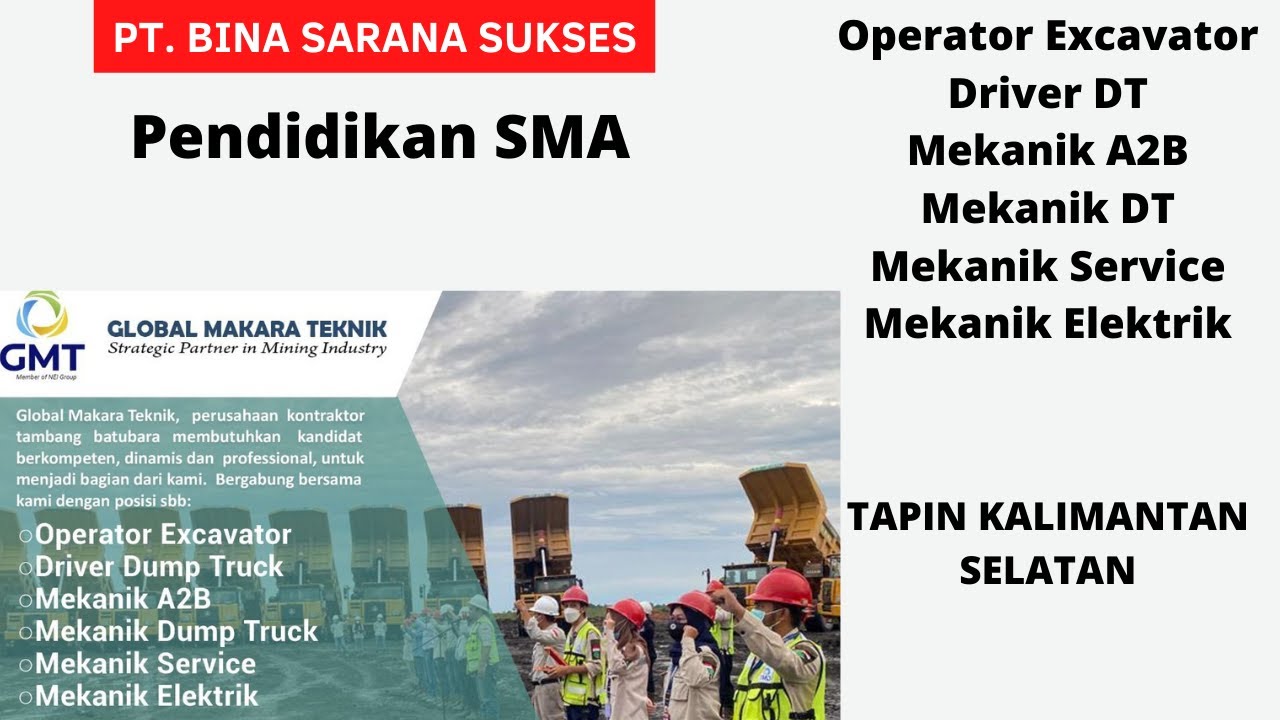 Lowongan Kerja Terbaru PT Global Makara Teknik | Operator Excavator ...
