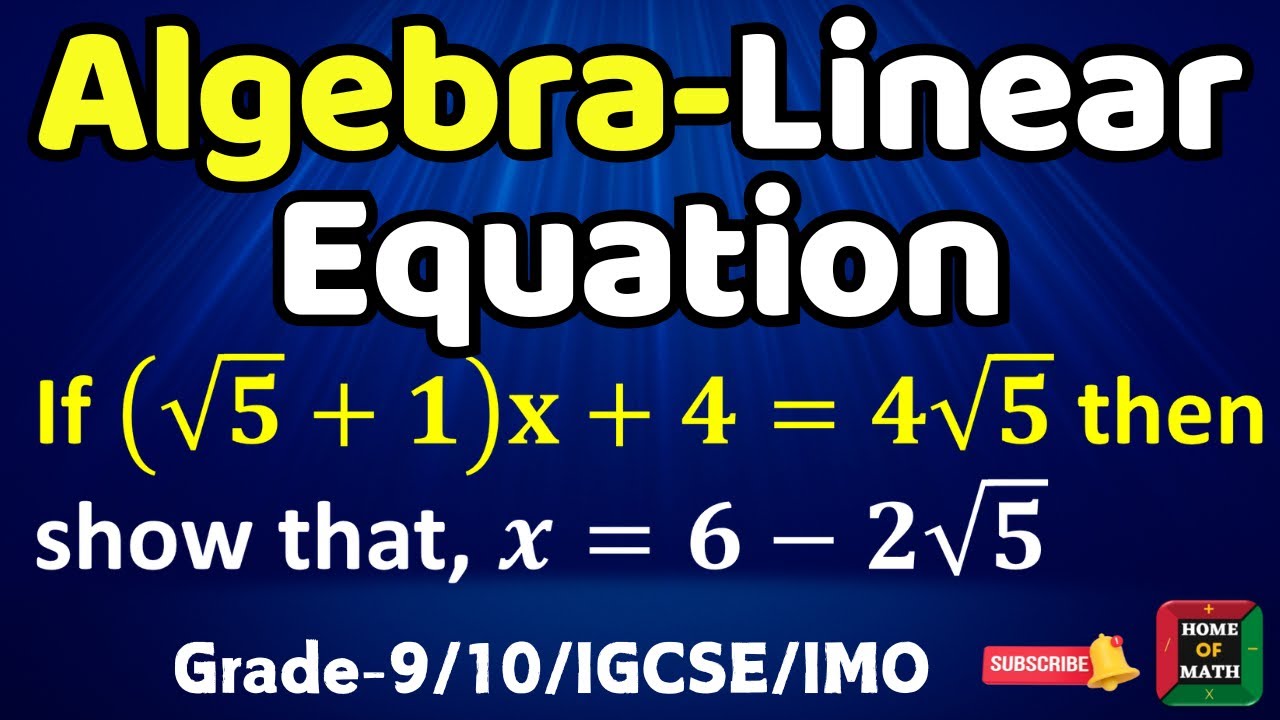 Simplified Linear Equations for International Exams | Algebra for Grade ...