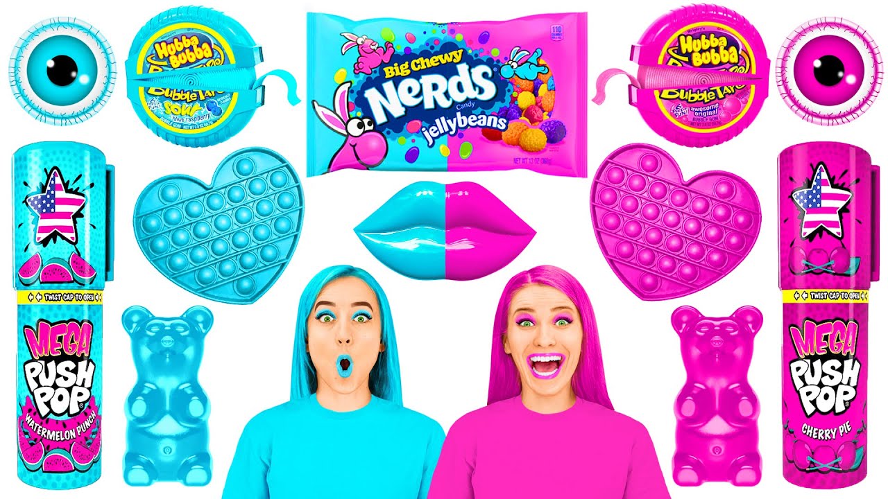 Pink Mad vs Blå Madfarve Udfordring PaRaRa Challenge - YouTube