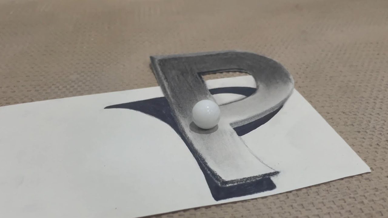 Mind-Blowing 3D Letter 'P' Drawing with Realistic Shadow Effect - YouTube