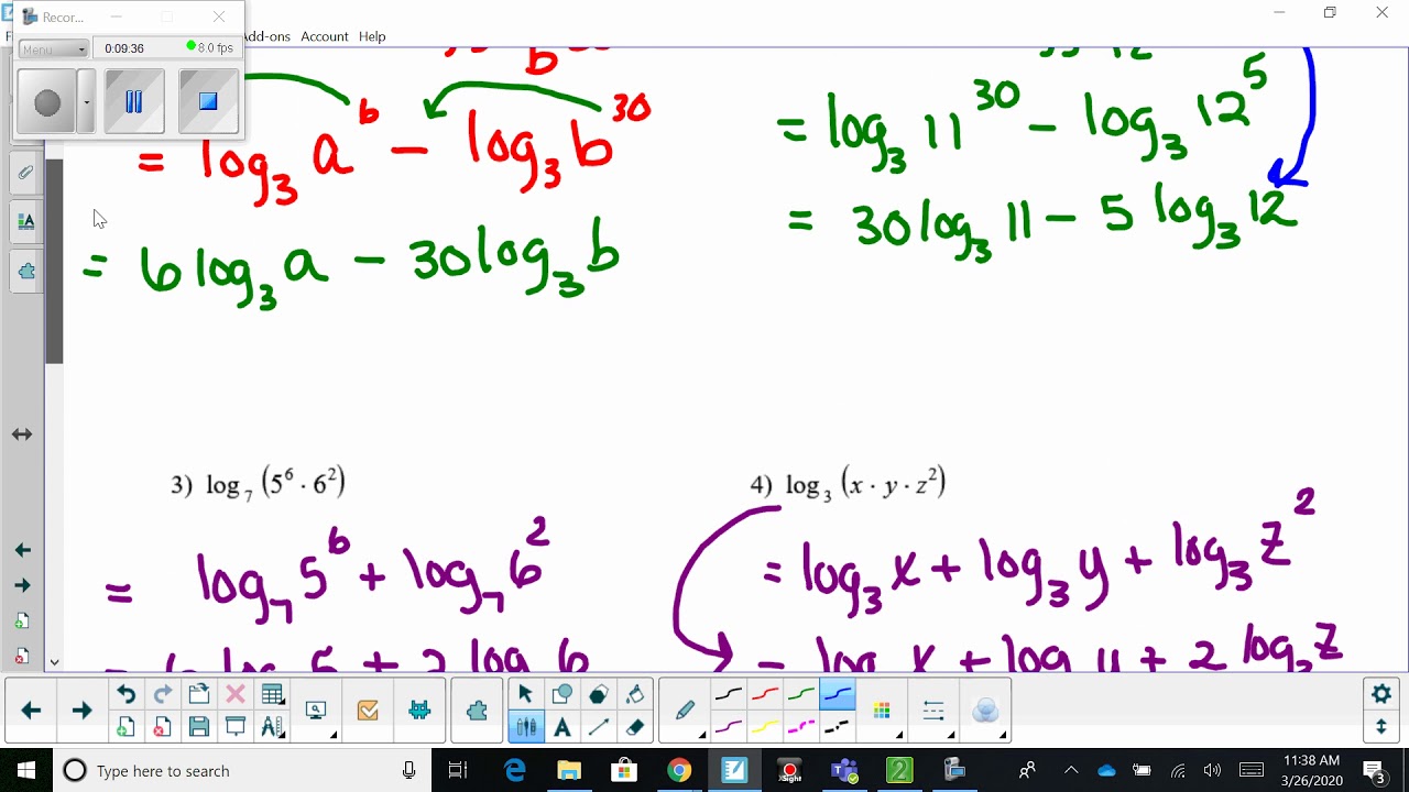 March 26 Properties of Logs - YouTube