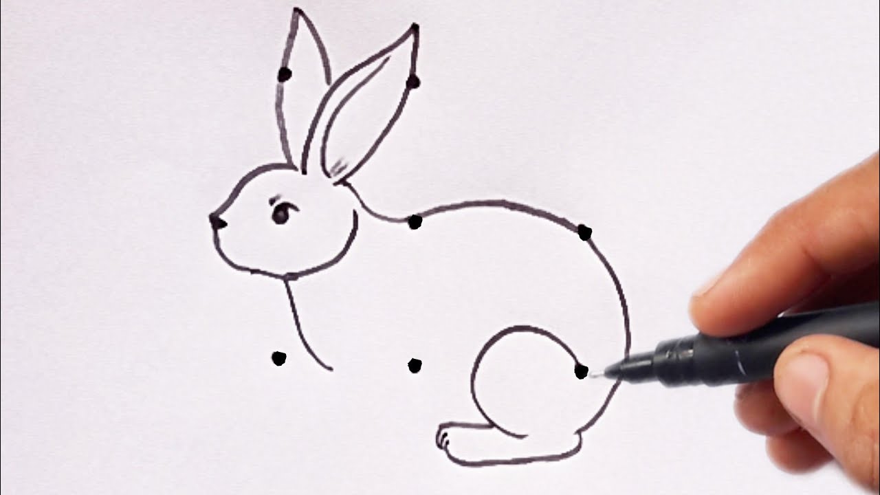 How to draw Rabbit from 8 Dots | Rabbit drawing - YouTube