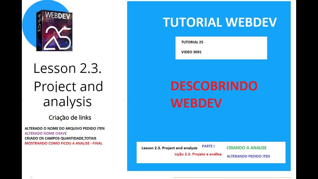 DICAS 3091 WEBDEV TUTORIAL 25 Lesson 2 3 Project and analysis LINKS ...