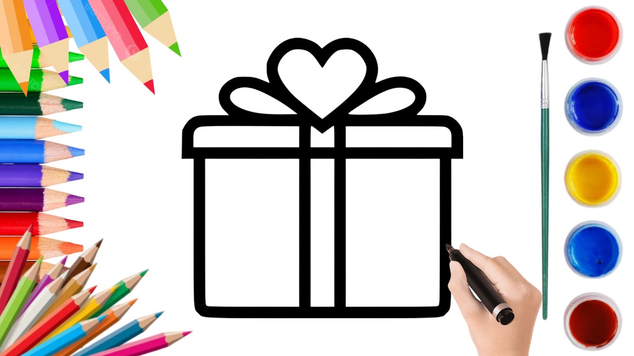 How to Draw Gift 🎁 Very Simple | Step by Step | Drawing for Kids ...