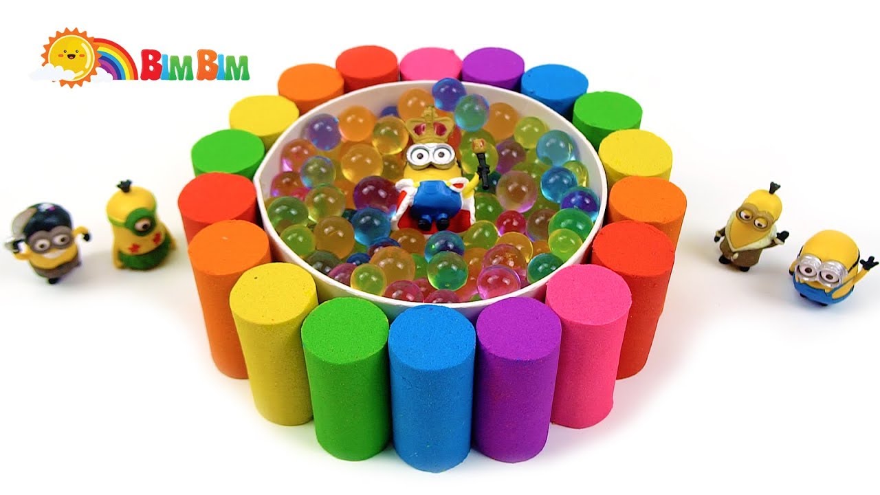 Rainbow Pool - Learn Colors With Kinetic Sand And Orbeez Balls - YouTube
