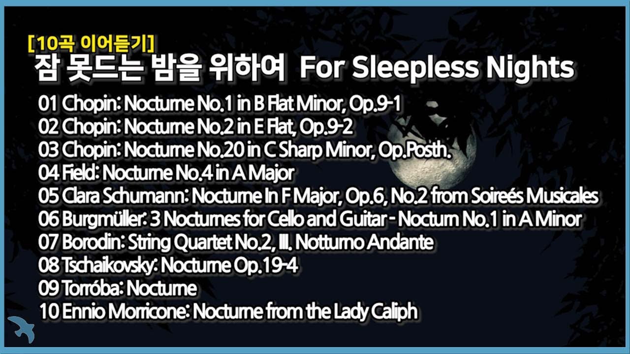 [10곡 이어듣기] 잠 못드는 밤을 위하여 For Sleepless Nights Nocturnes Playlist ...