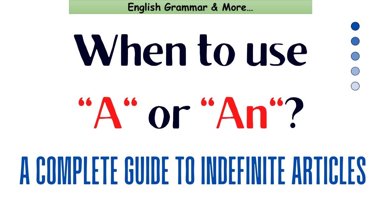 "A" vs "An" - When to Use - A Guide to Indefinite Articles in English ...