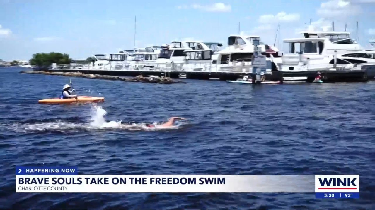 Hundreds participate in the 33rd annual freedom swim - YouTube