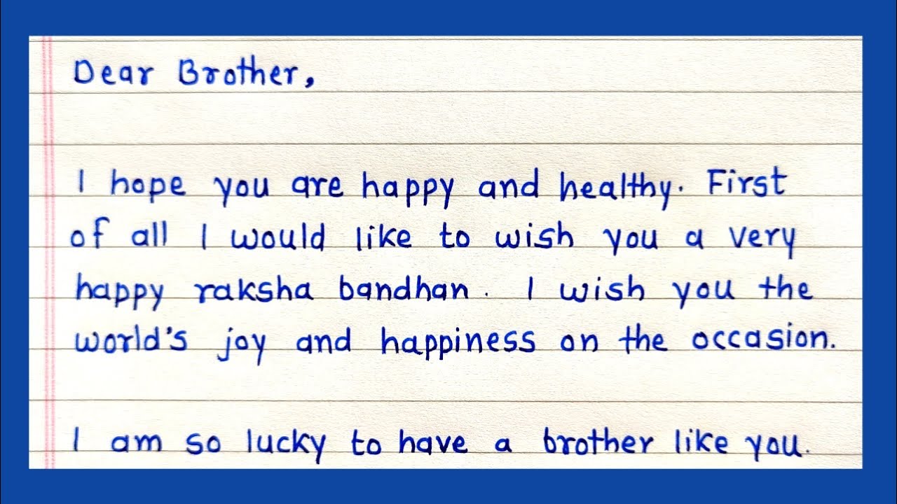 Write a letter to your brother for Rakshabandhan | Rakshabandhan letter ...
