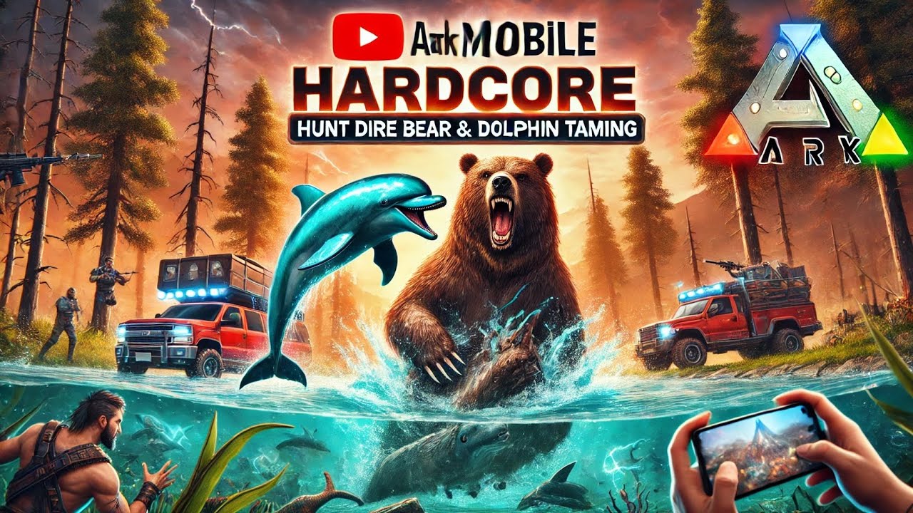ARK Mobile Hardcore Part 9: Dire Bear & Dolphin Hunt! 🐻🌊 - YouTube