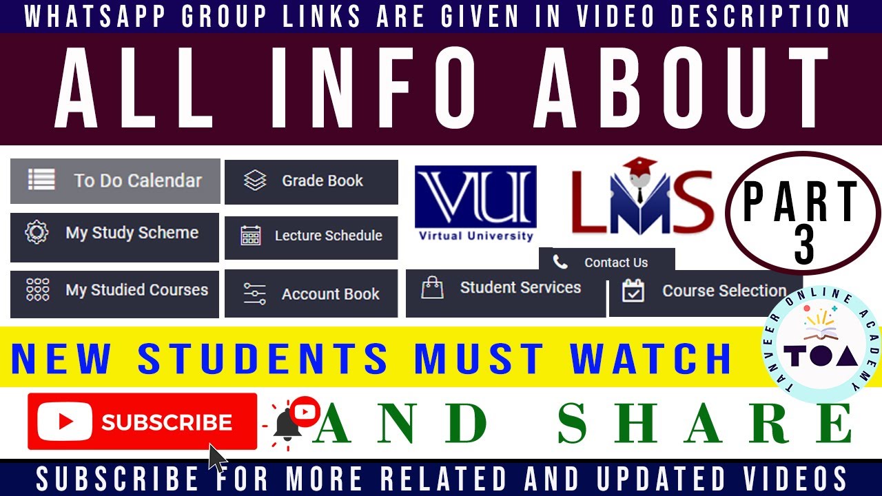 How to use VULMS To do Calender, Grade Book, Account Book, My Study ...