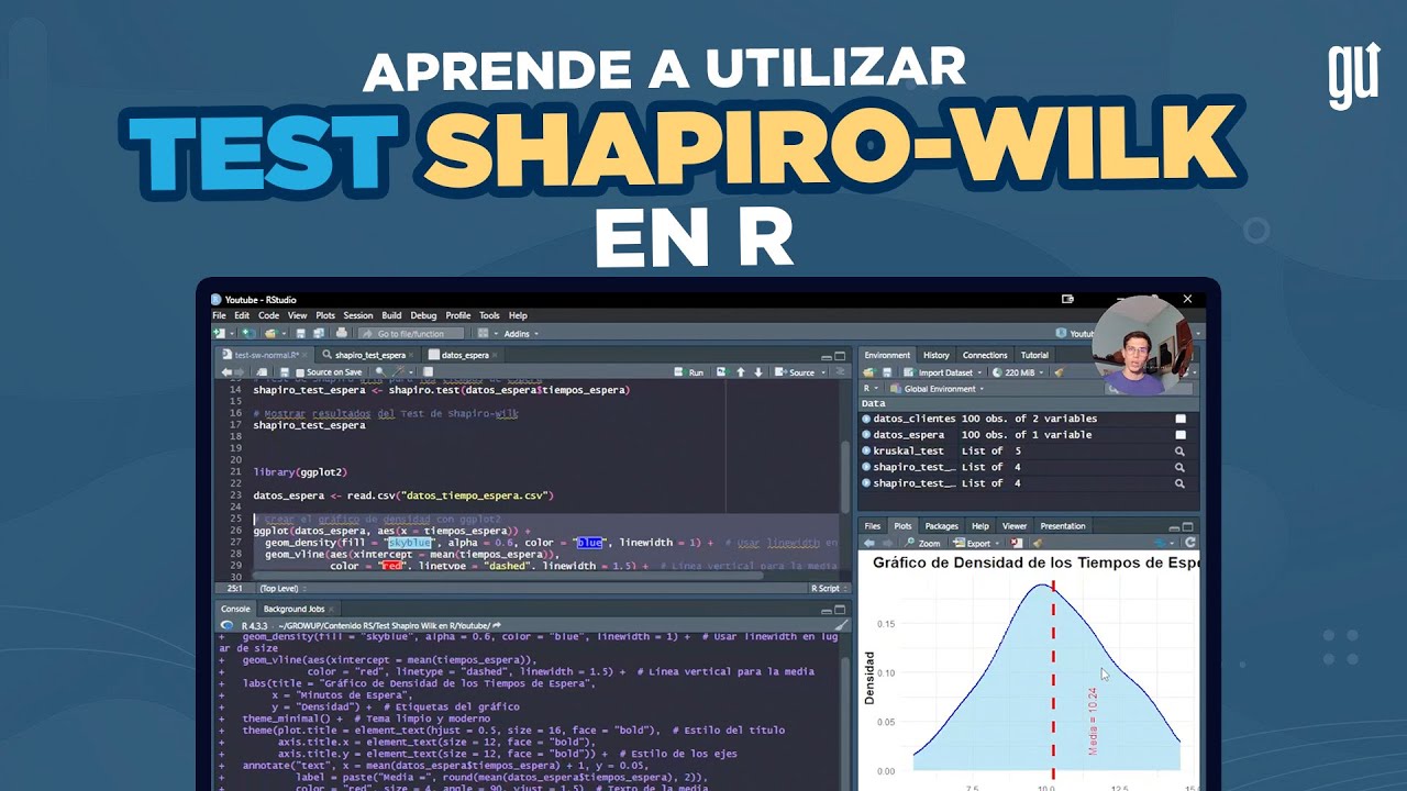 Test de Shapiro-Wilk en R para validar la normalidad de tus datos - YouTube