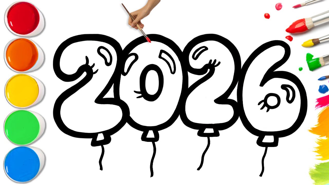 How To Draw a Colorful New Year's Balloons 2026 | New Year Drawing ...
