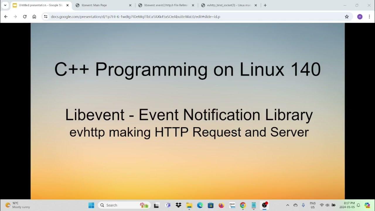 C Programming On Linux Libevent Ev Server Example Youtube