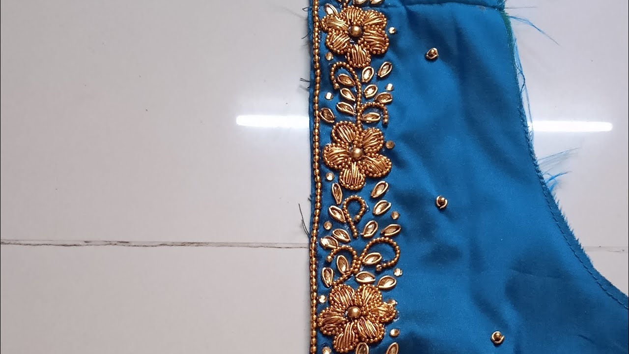 Jardosi border design by using simple niddle @blousehandwork1199 - YouTube