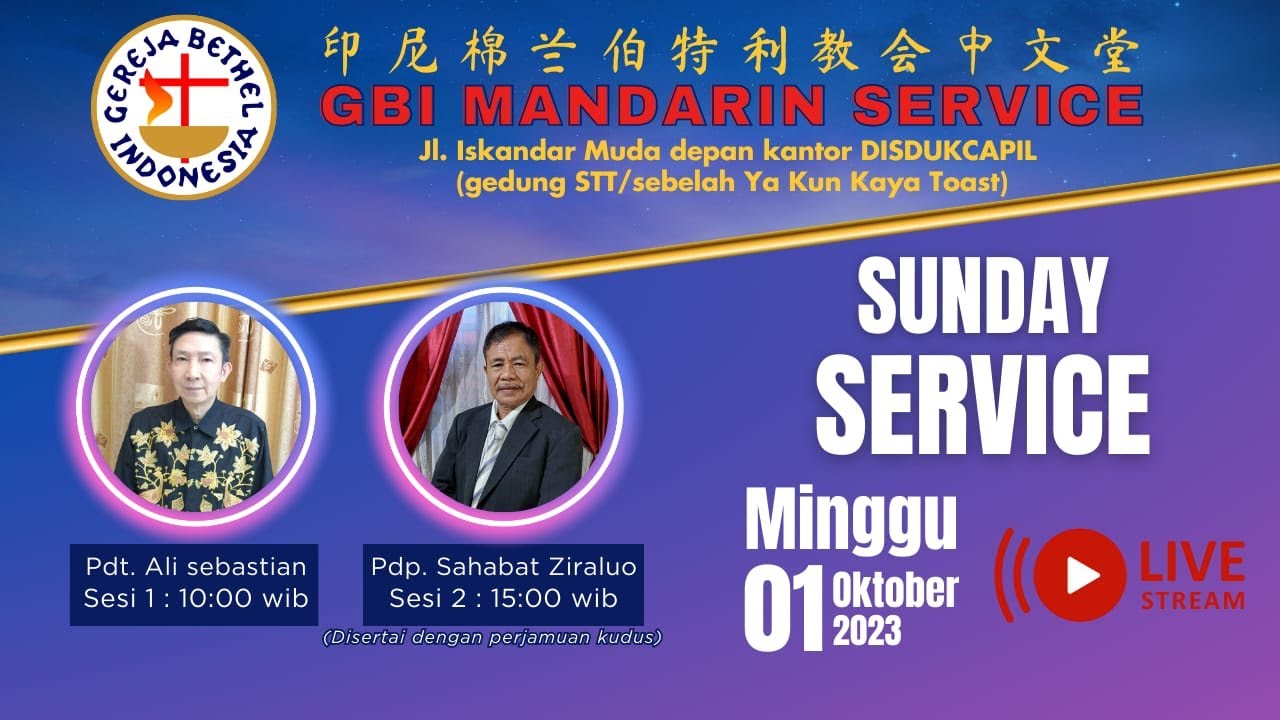 IBADAH MINGGU 01 OKTOBER 2023 | Pdt. Ali Sebastian - YouTube