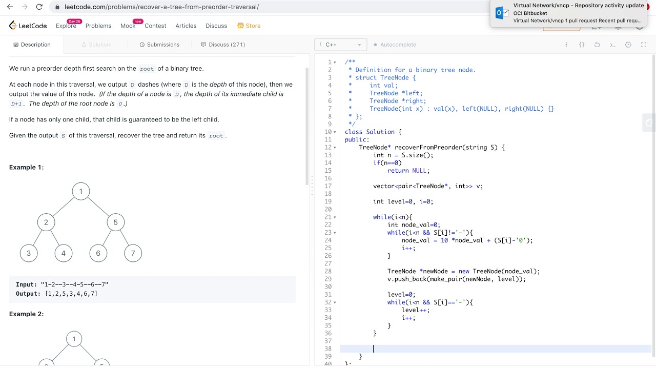 1028 Recover A Tree From Preorder Traversal Youtube