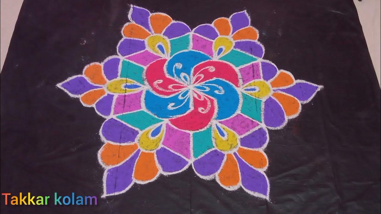 creative rangoli design with 7*4 dots | easy rangoli designs ...