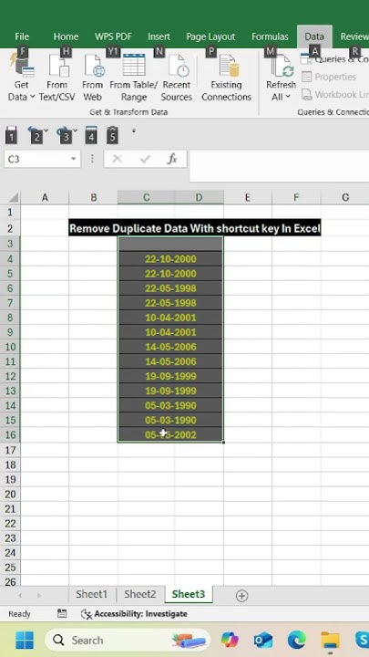 Remove Duplicate Data With shortcut key In Excel #excel #exceltips #excelformula #exceltricks ...