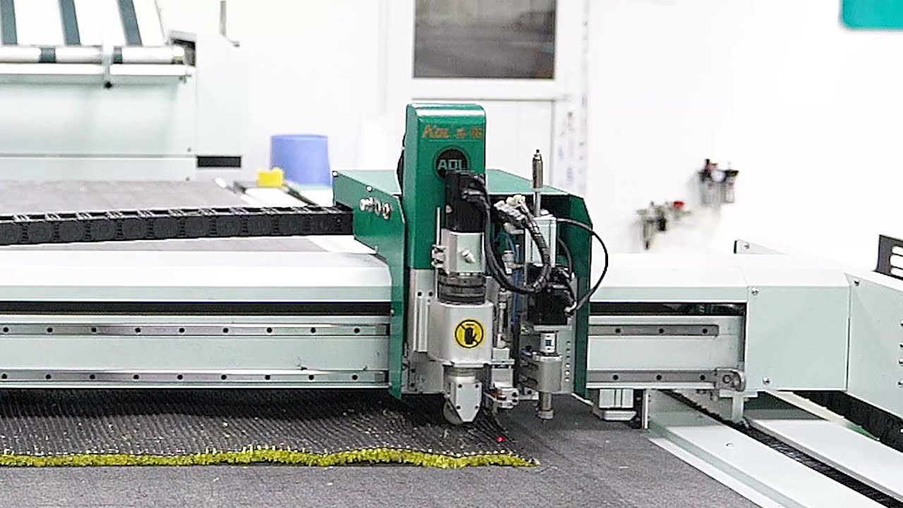 artificial turf cutting machine - YouTube