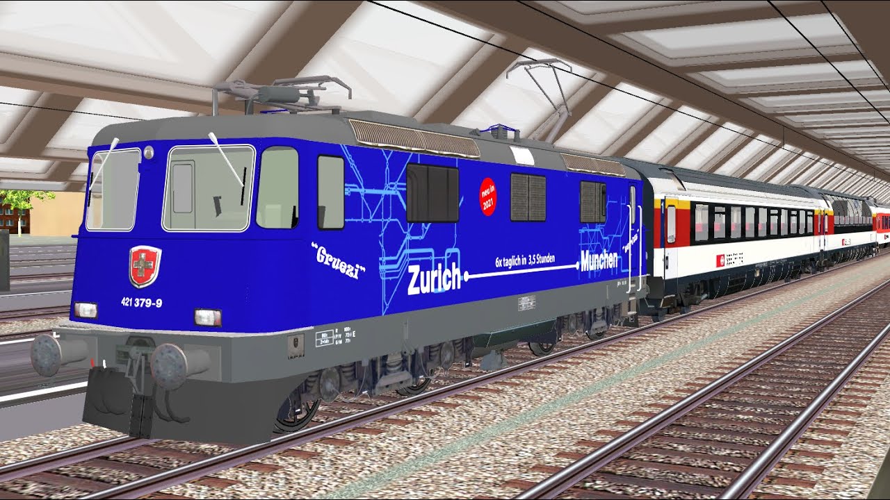 Open Rails SBB. Re 421 EC Zürich-München. - YouTube