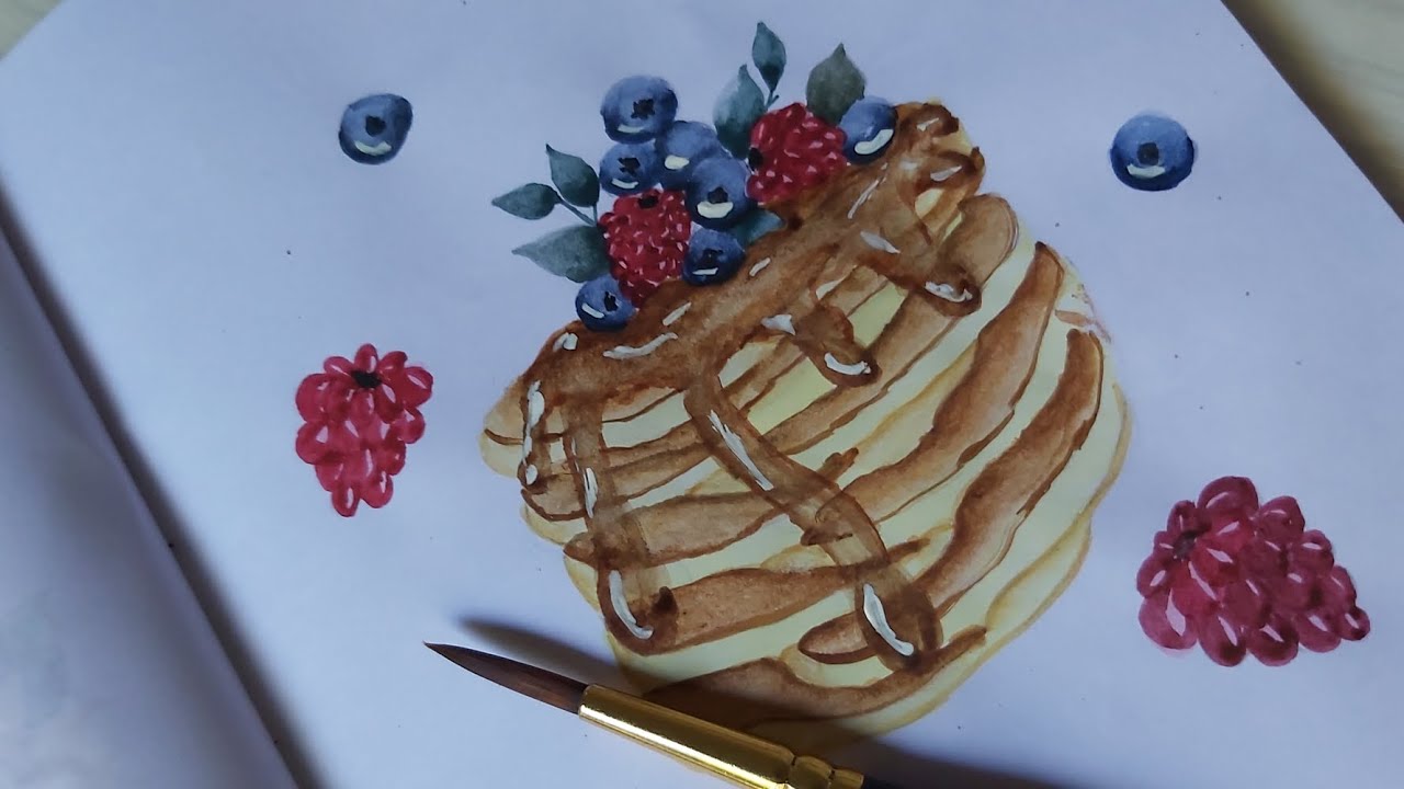 Watercolour Pancakes Painting Step By Step | Watercolour Food ...