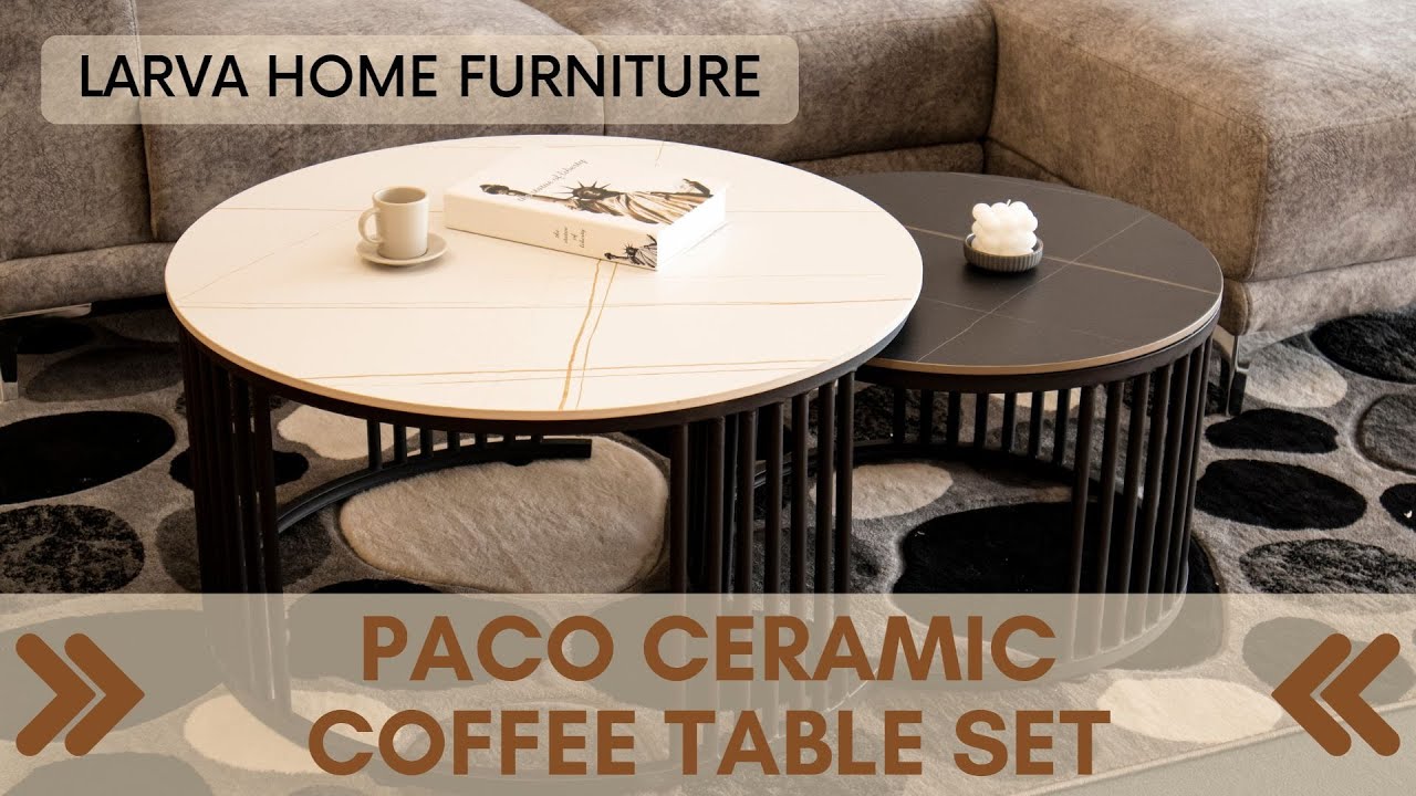 Larva Home Furniture Ipoh - Paco Ceramic Coffee Table Set - YouTube