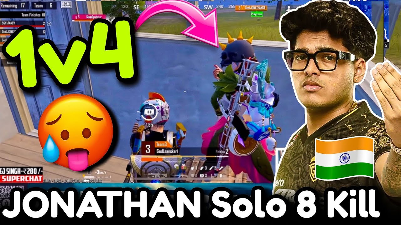 🇮🇳JONATHAN 1v4 Solo 8 Kills🥵 • GODL 20 Kills Pure Domination📢🔥 - YouTube