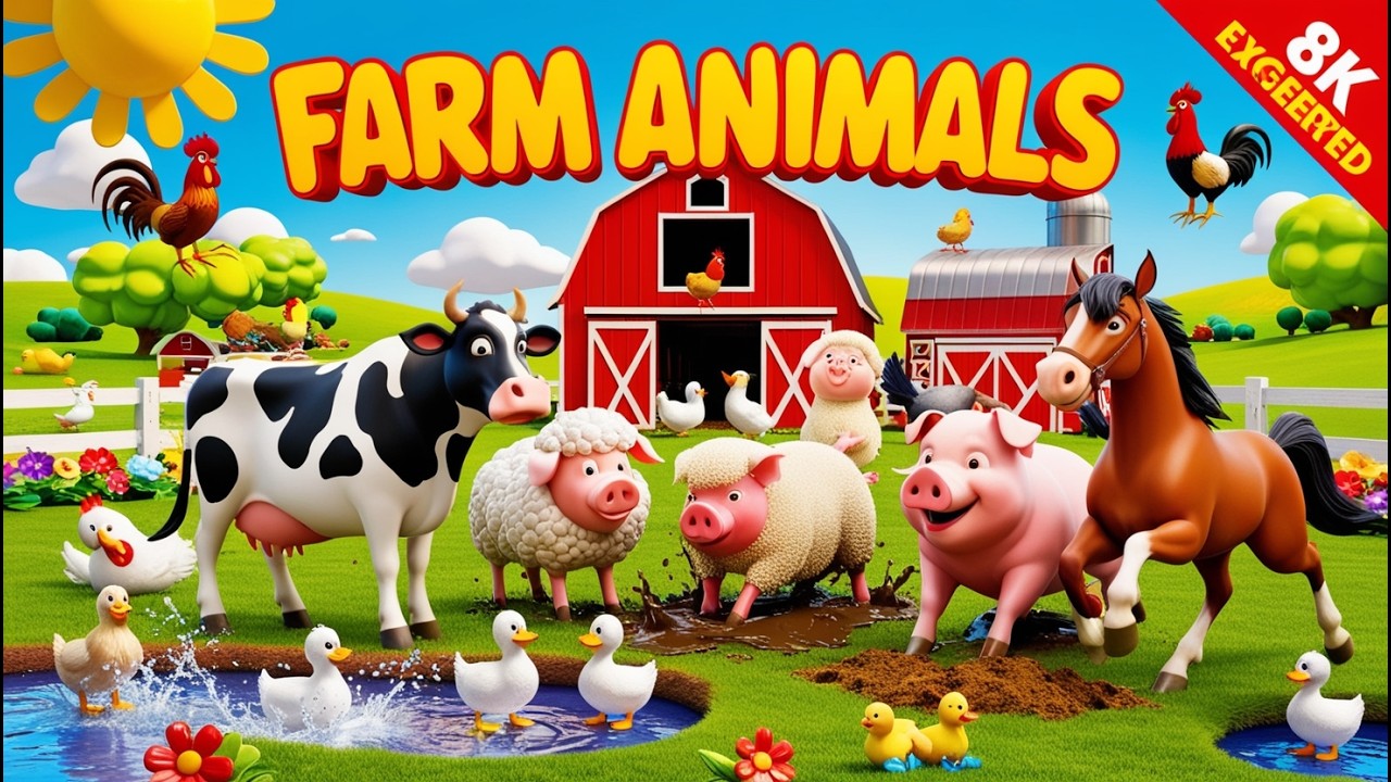 FUN Farm Animals Names in a Song for Kids! - YouTube