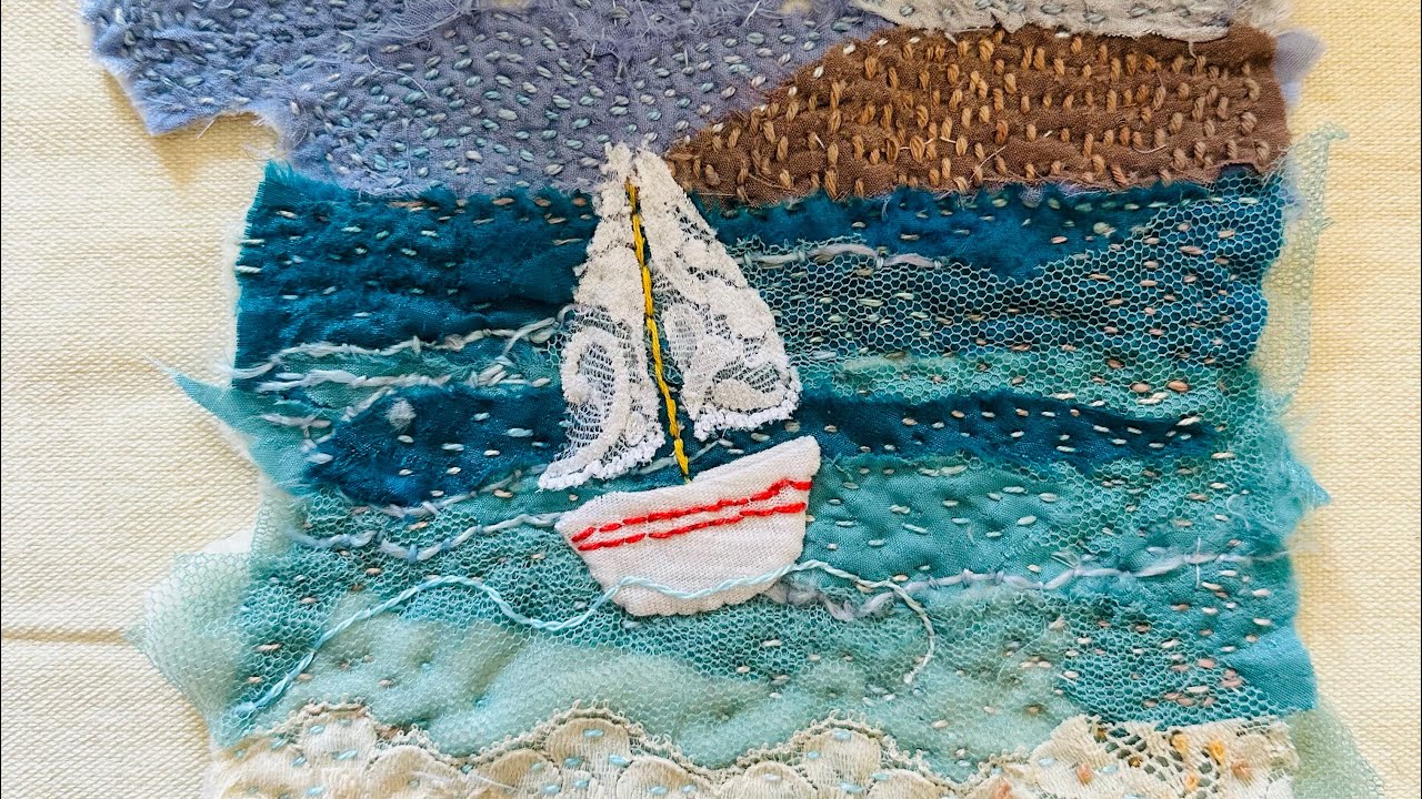 Slow Stitching a Dreamy Seascape with Beautiful Etsy Finds! textile art ...