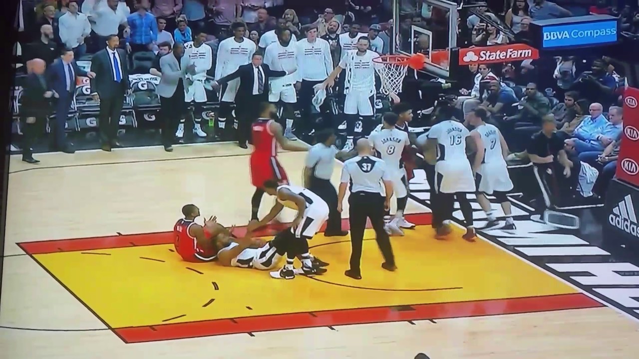 NBA fight Miami Heat Goran Dragic &Washington Wizard Kelly Oubre Jr ...