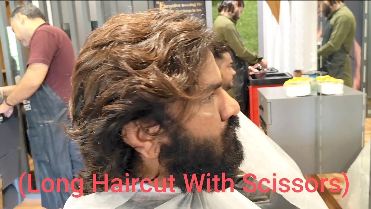 Men's hair style (Long Haircut With Scissors) ️ how to cut mens long ...