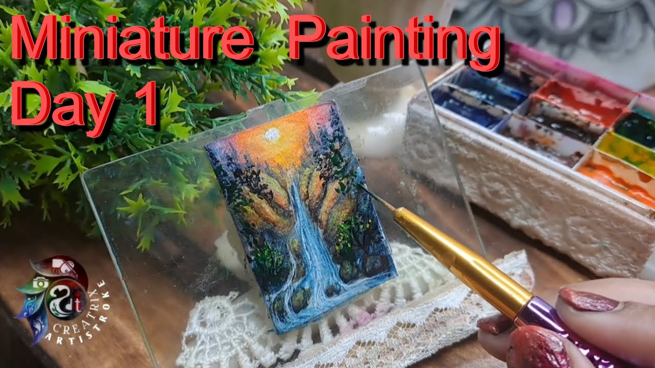 Mini Sunrise Watercolour Painting Process Video | #miniatureart ...