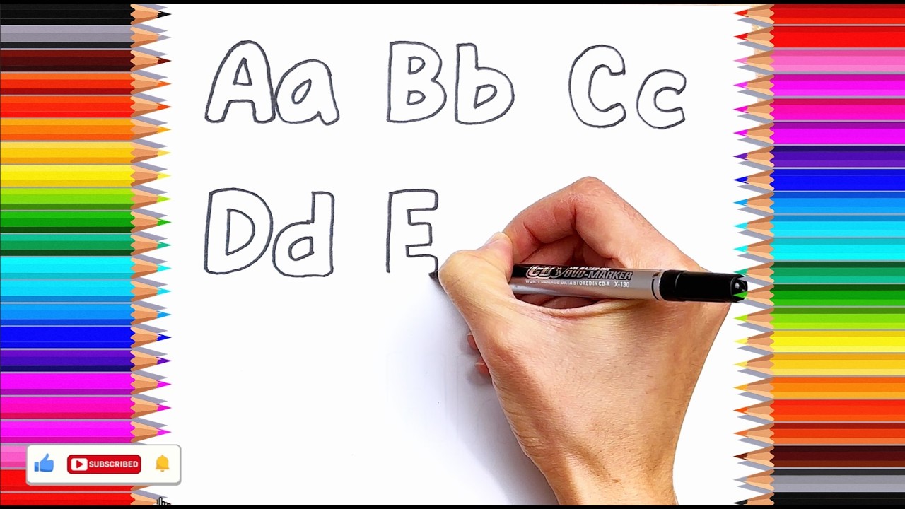 🌈Alphabet with Upper & Lower Case Letters Drawing, 🎨Coloring for Kids ...