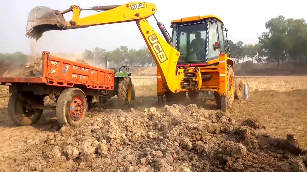 Jcb backhoe loader Mud loading in tractor|Jcb video|Tractor video ...