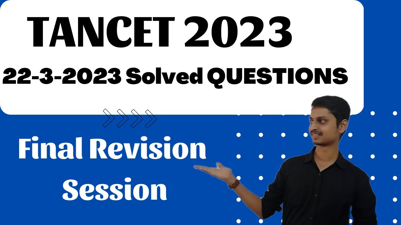 TANCET Problem Solving | Last minute preparation - YouTube