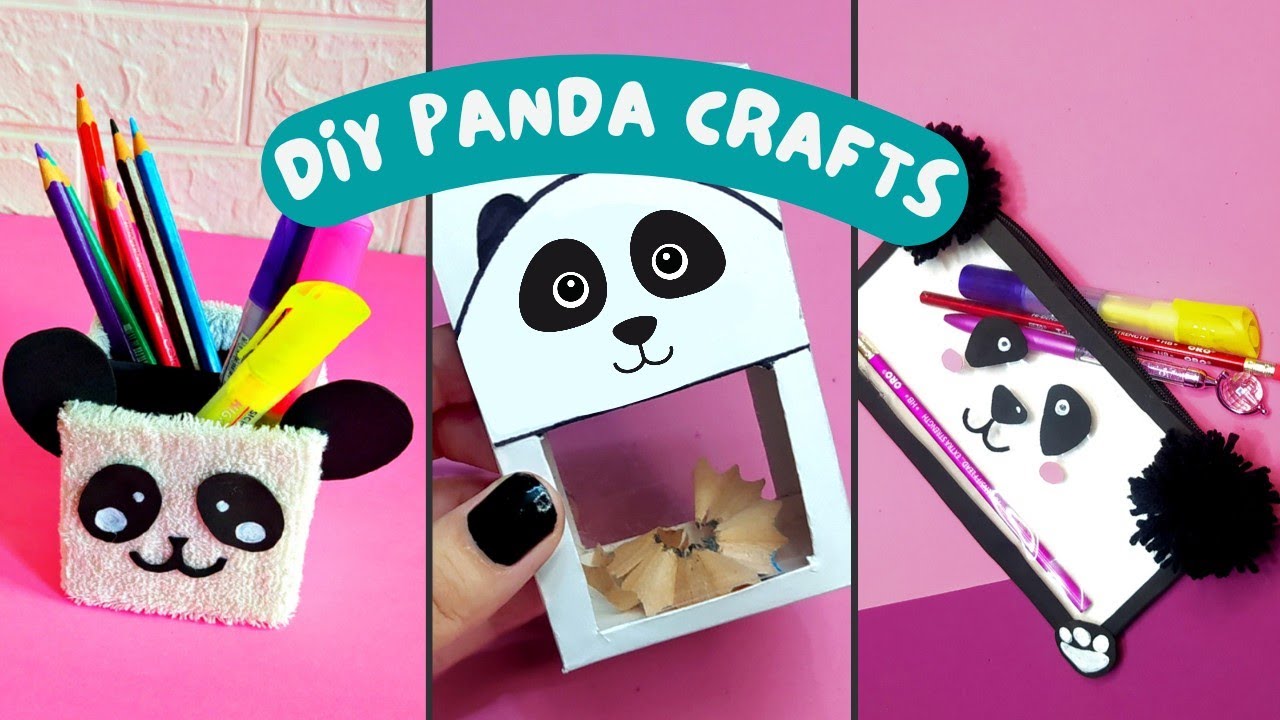 3 Cute Panda School Supplies - DIY Easy Back to School Crafts - YouTube