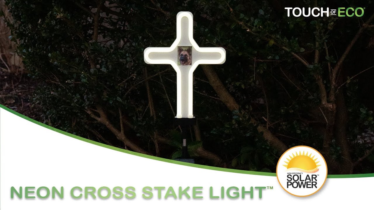 Solar LED Neon Cross Outdoor Garden Décor Stake Light - Touch of ECO ...