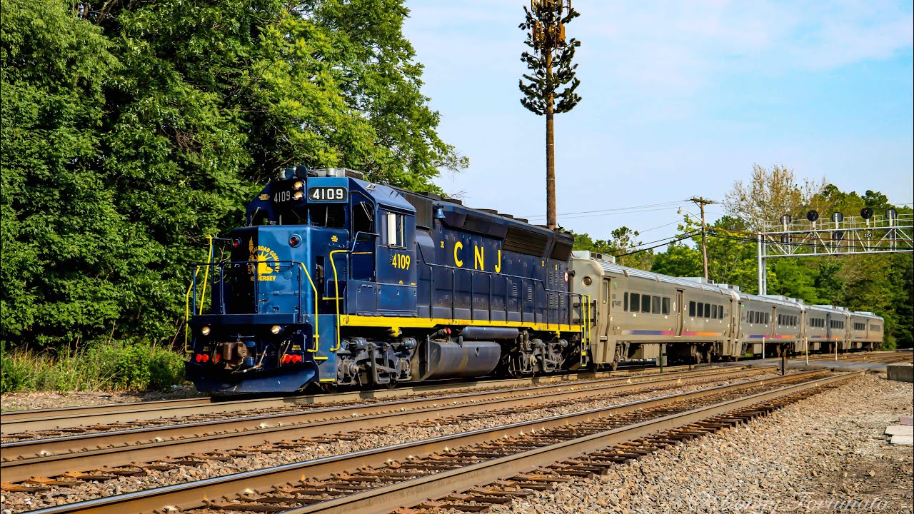 Full HD 60FPS: NJ Transit CNJ Heritage GP40PH-2 4109 and Military ALP-45DP 4502 at Ho-Ho-Kus 6 ...