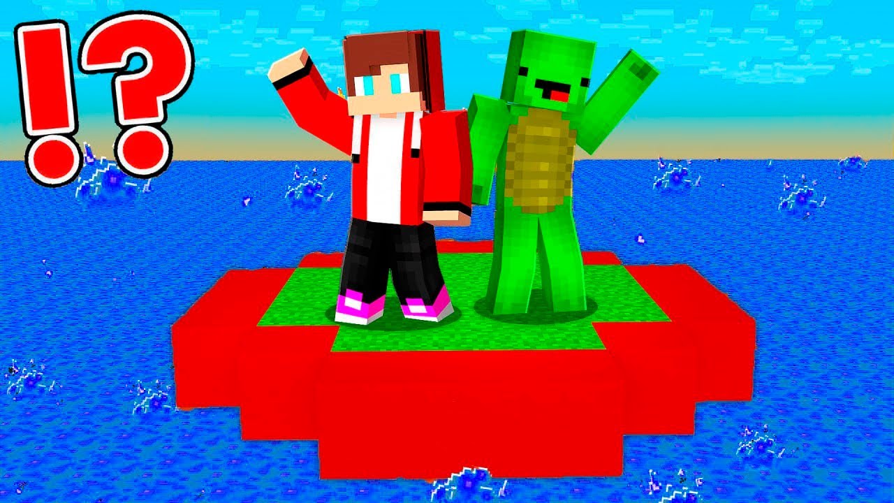 Mikey And Jj Survive In A Circle Surrounded By Water In Minecraft