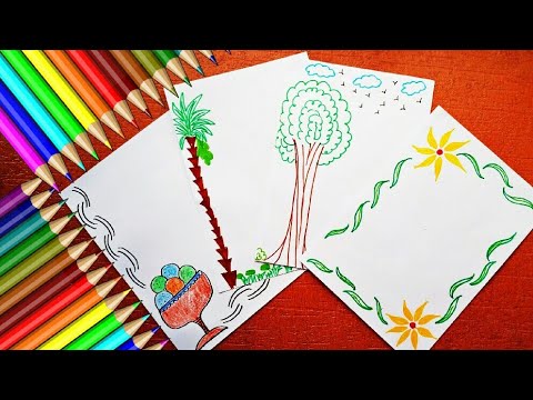 Project File Cover Decoration Ideas ! 4 Attractive Project File Ideas ! Handmade Paper Decoration ..