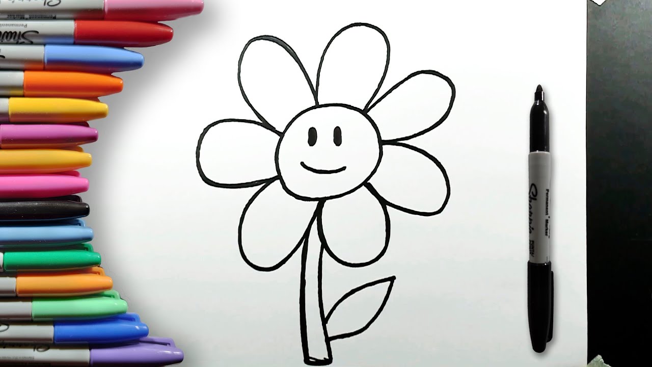 How to Draw a Flower Multicolor with Colored Markers Step by Step Easy ...