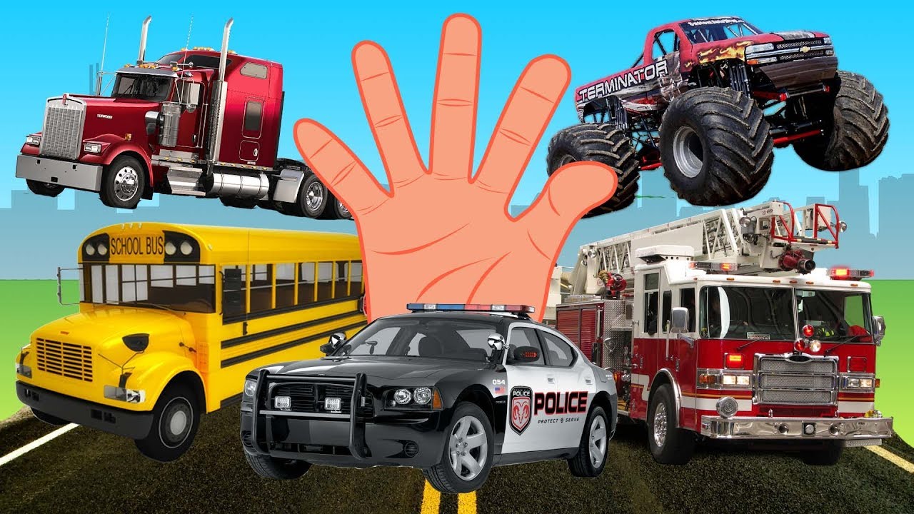 Finger Family Vehicles Collection Learning Planes Trucks Police Cars ...