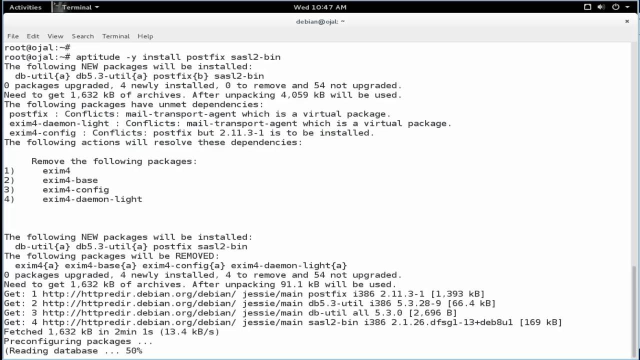 Postfix Install and configure in debian 8.5 - YouTube