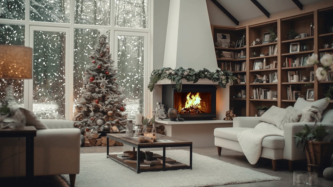 Deep Sleep with Blizzard and Fireplace Sounds | Cozy Winter Ambience ...