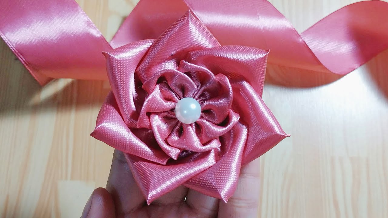 DIY Ribbon Rose flowers | How to make ribbon rose | Ribbon decoration ...