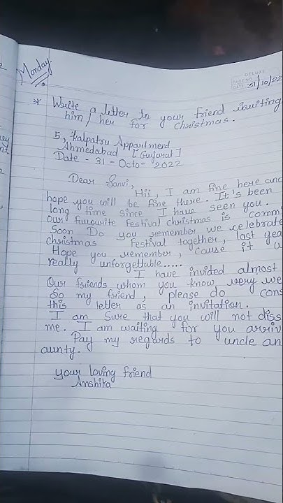 Write A Letter To Your Friend Inviting Him Her For Christmas Youtube