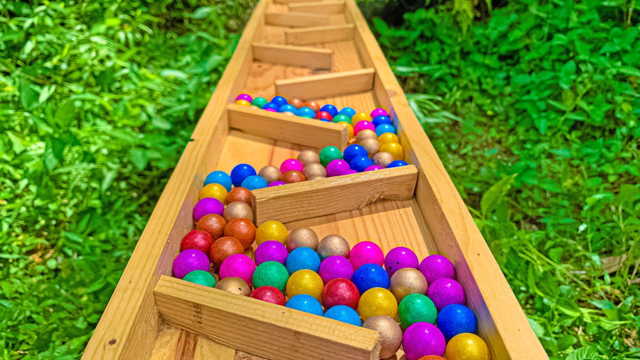 Marble Run Enjoyed in Nature ☆ Log walk on the river 2 - YouTube