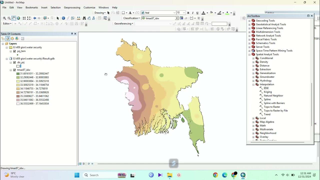 Interpolation by IDW in ArcGIS. - YouTube