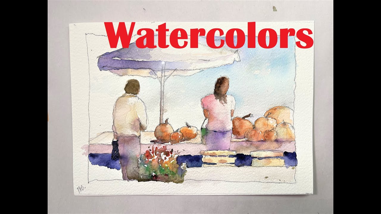 Pumpkin Picking Scene - Watercolor in 5 Figures Painting - with Chris ...